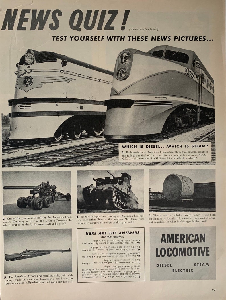 Vintage 1940s American Locomotive Ad - Etsy