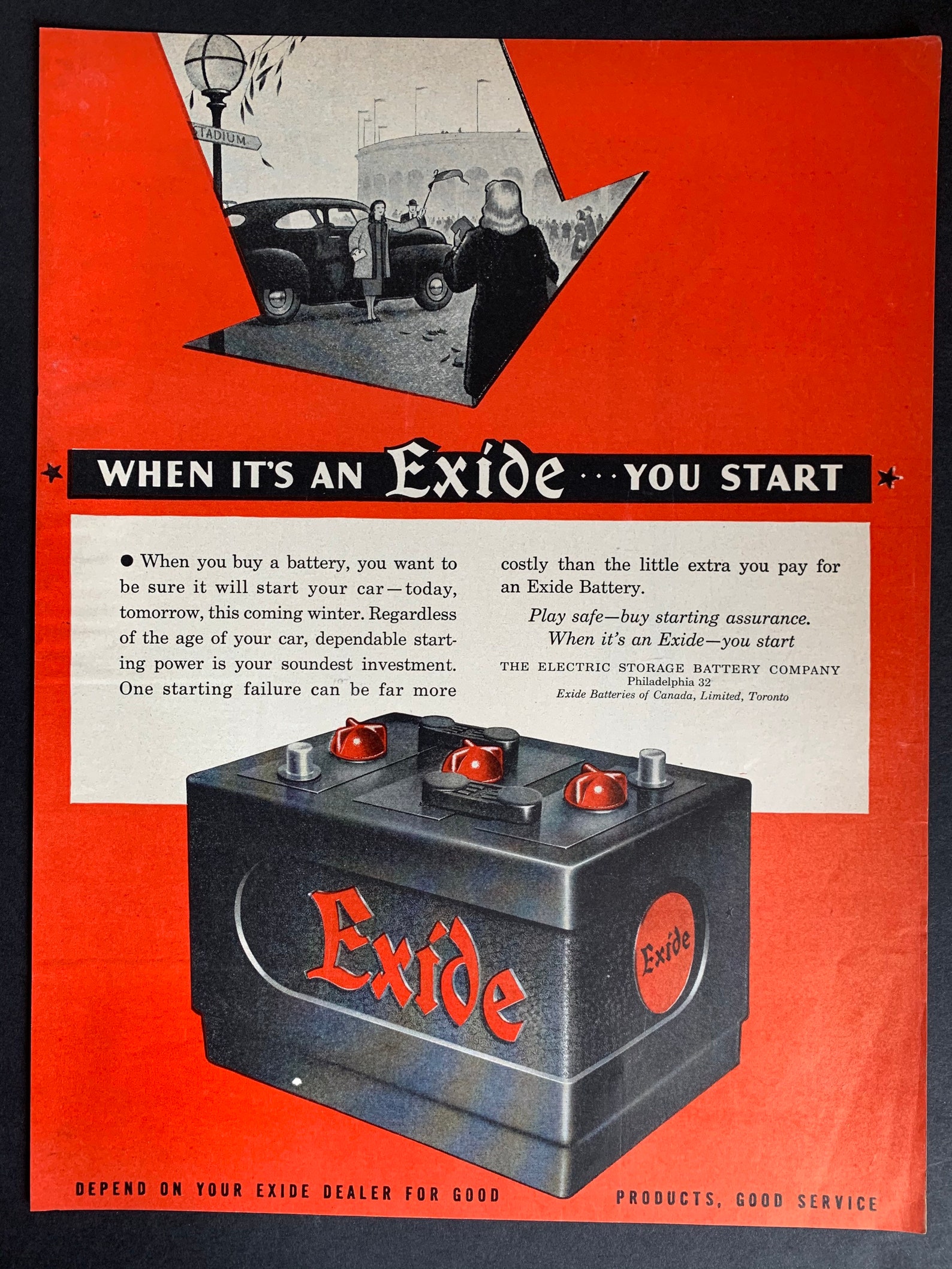 Vintage 1940s Exide Car Battery Original Print Ad - Etsy