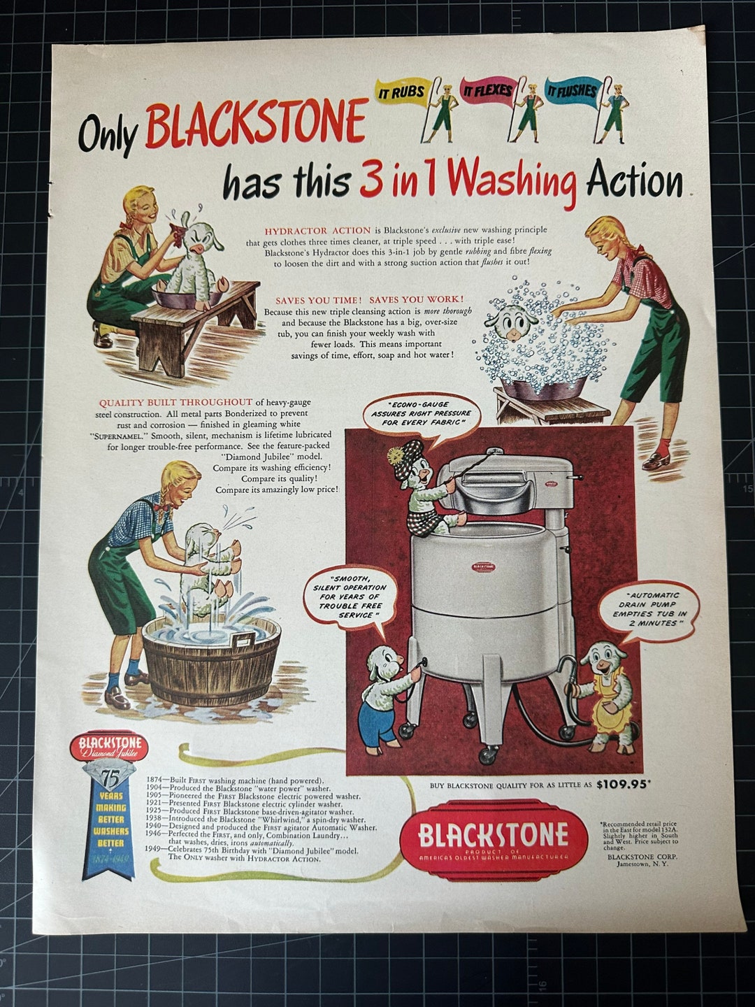 Vintage 1950s Blackstone Washing Machine Print Ad - Etsy