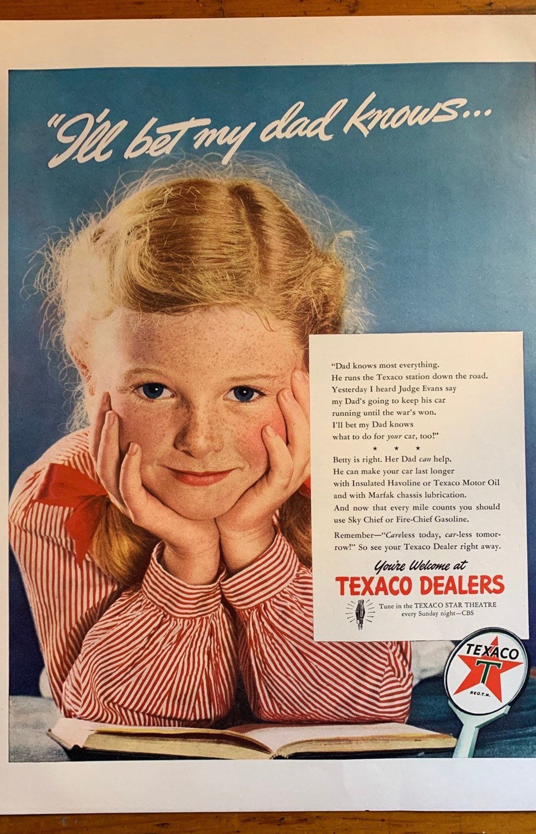 Vintage 1940s Texaco Ad - Etsy