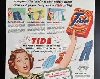 Vintage 1950s Tide Detergent Print Ad - Etsy
