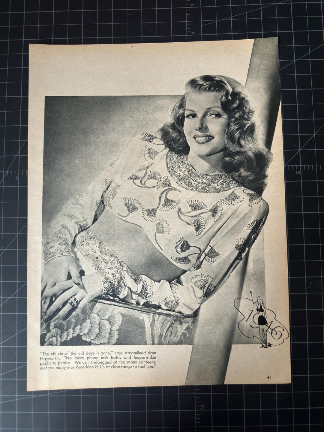 Vintage 1940s Rita Hayworth Magazine Portrait - Etsy