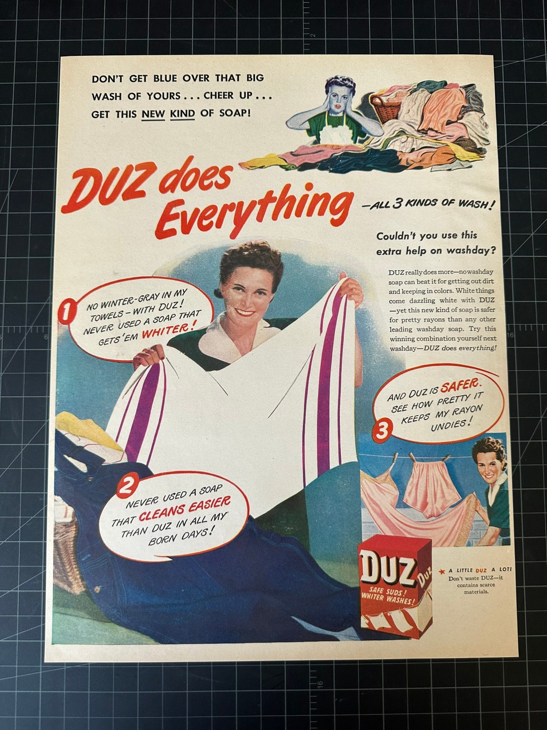 Vintage 1950s Duz Detergent Print Advertisement - Etsy