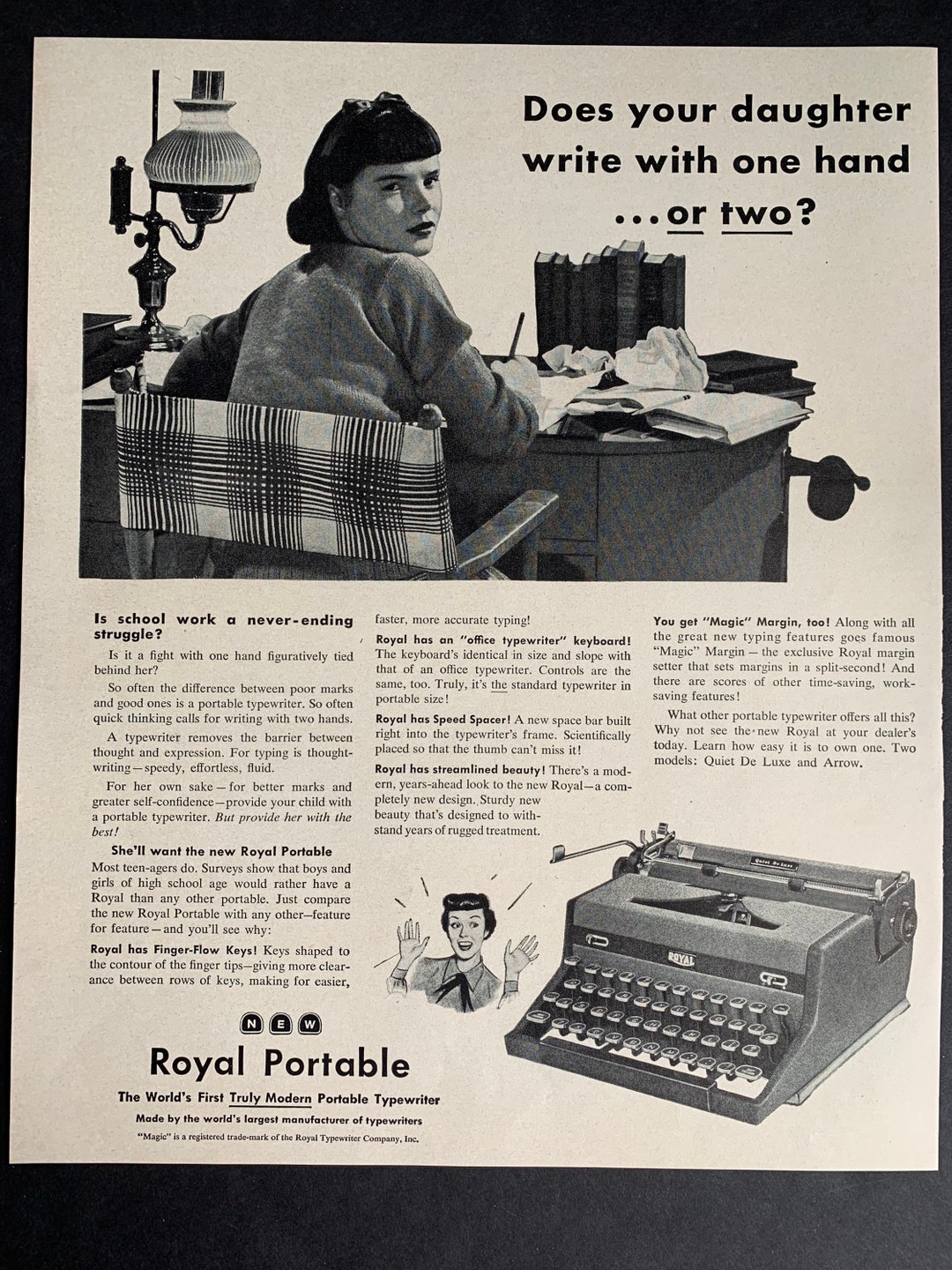 Vintage 1949 Royal Typewriters Print Ad - Etsy