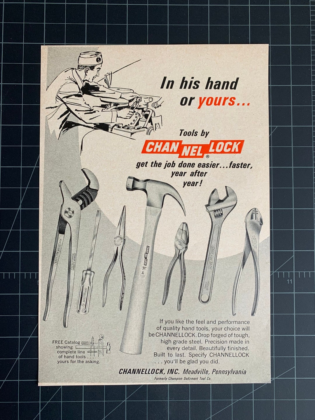 Vintage 1960s Channellock Tools Print Advintage Retro Gift Decor - Etsy