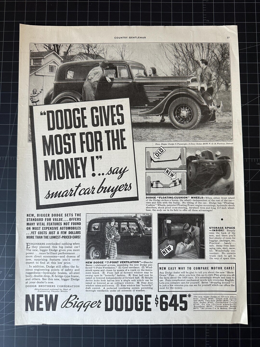 Vintage 1934 Dodge Print Ad - Etsy