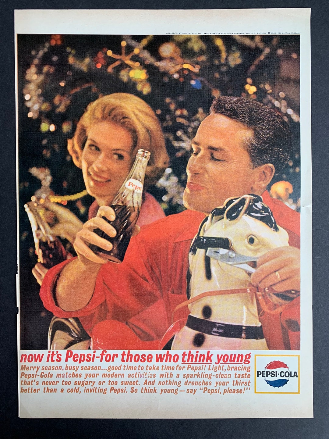 Vintage 1963 Pepsi Christmas Holiday Print Ad - Etsy