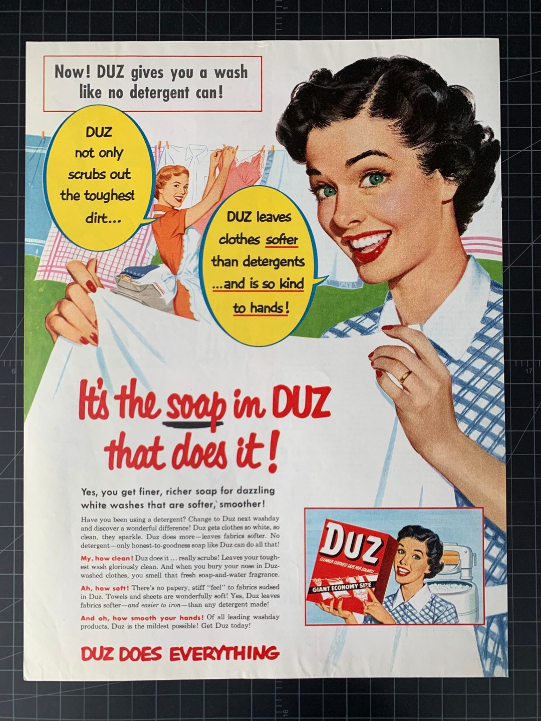 Vintage 1950s Duz Laundry Detergent Print Advintage Retro Gift Decor - Etsy
