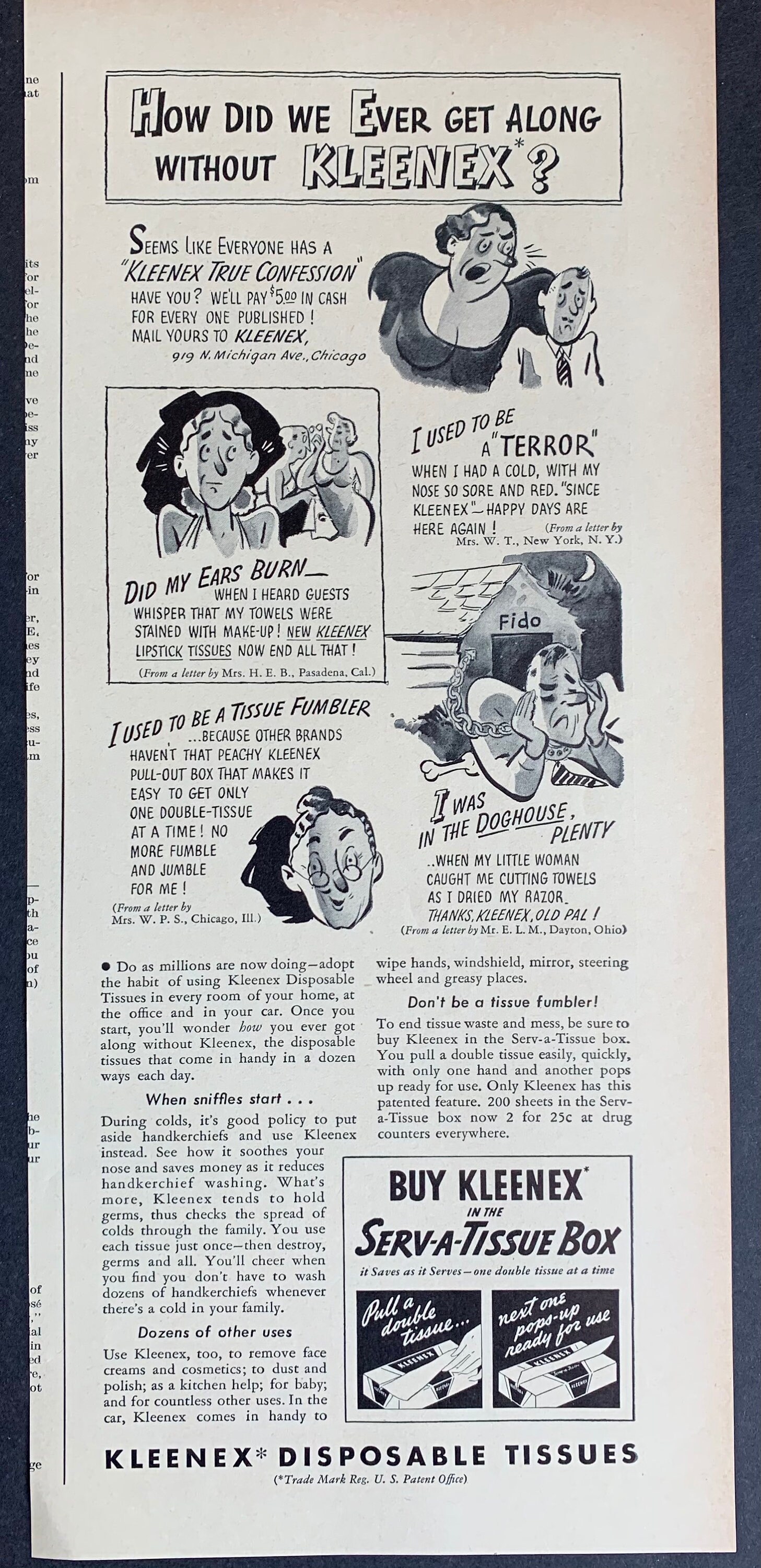 Vintage 1937 Kleenex Tissues Print Ad - Etsy Canada