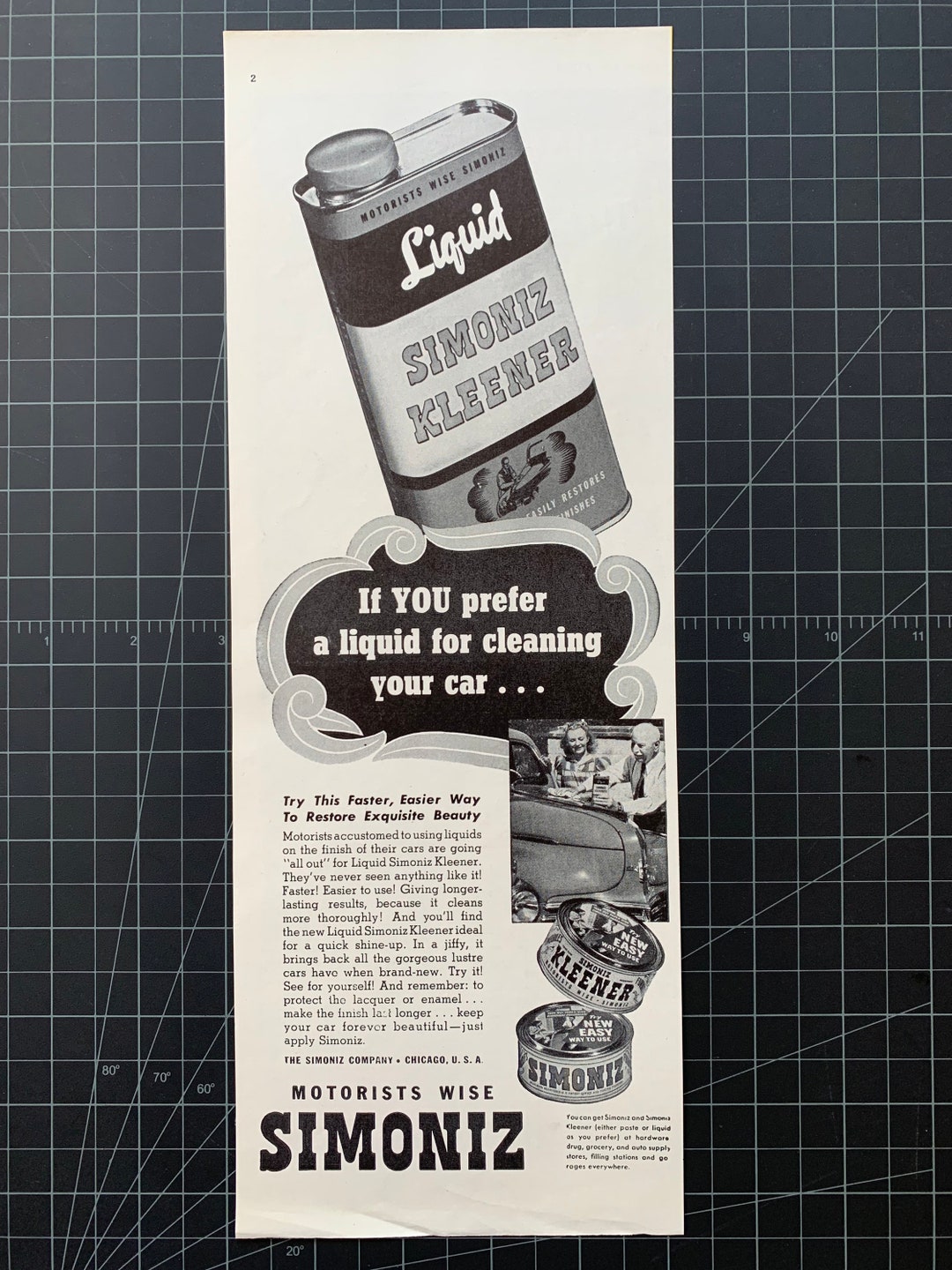 Vintage 1941 Simoniz Print Ad - Etsy