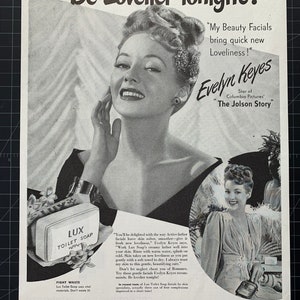 Vintage 1946 Lux Soap Print Ad - Evelyn Keyes - Etsy