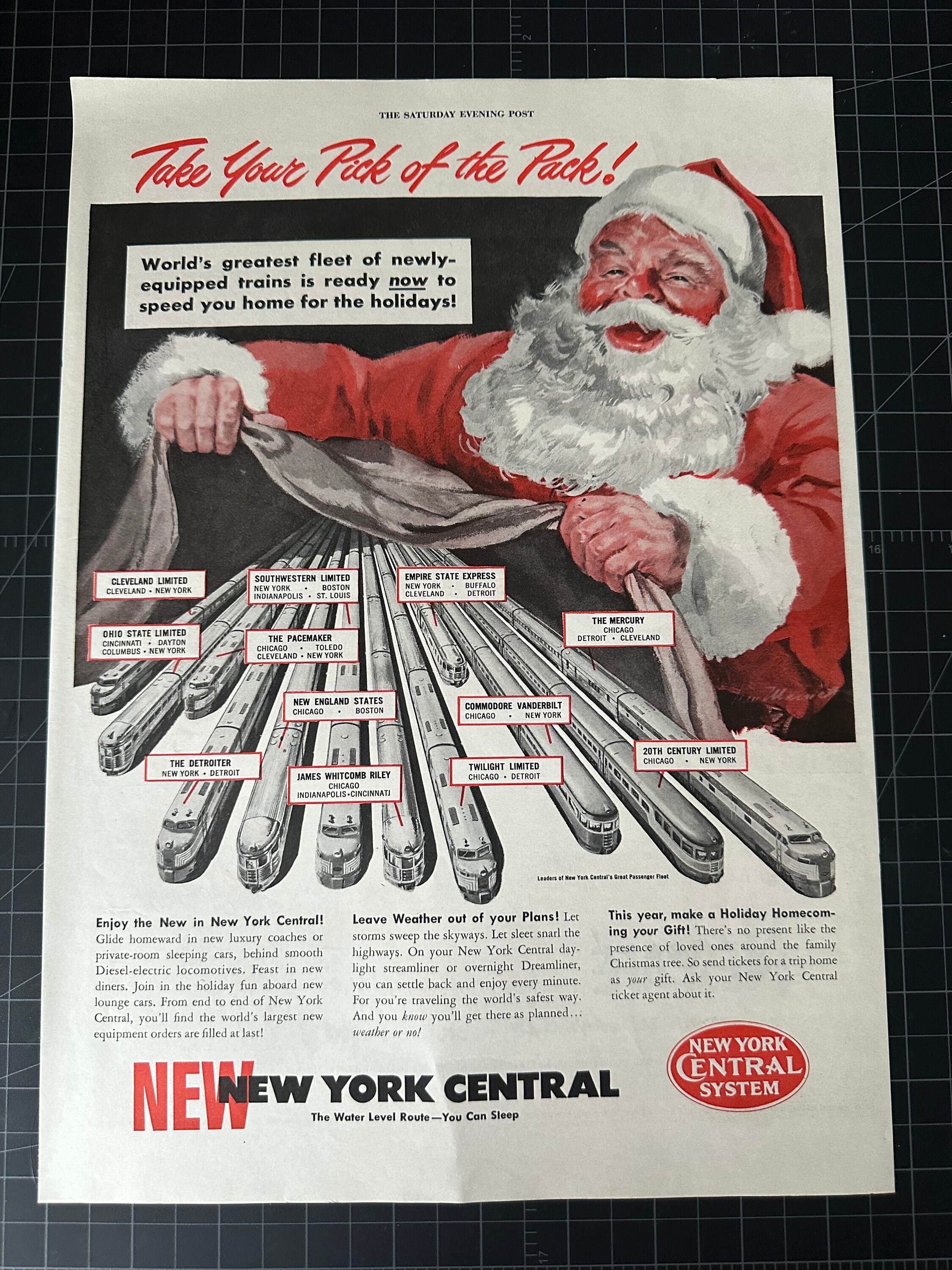 Vintage 1949 New York Central Railway Christmas Print Ad - Etsy