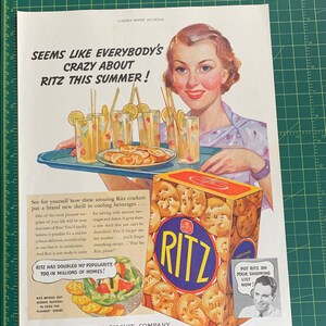 Vintage 1936 Ritz Crackers Original Print Ad - Etsy