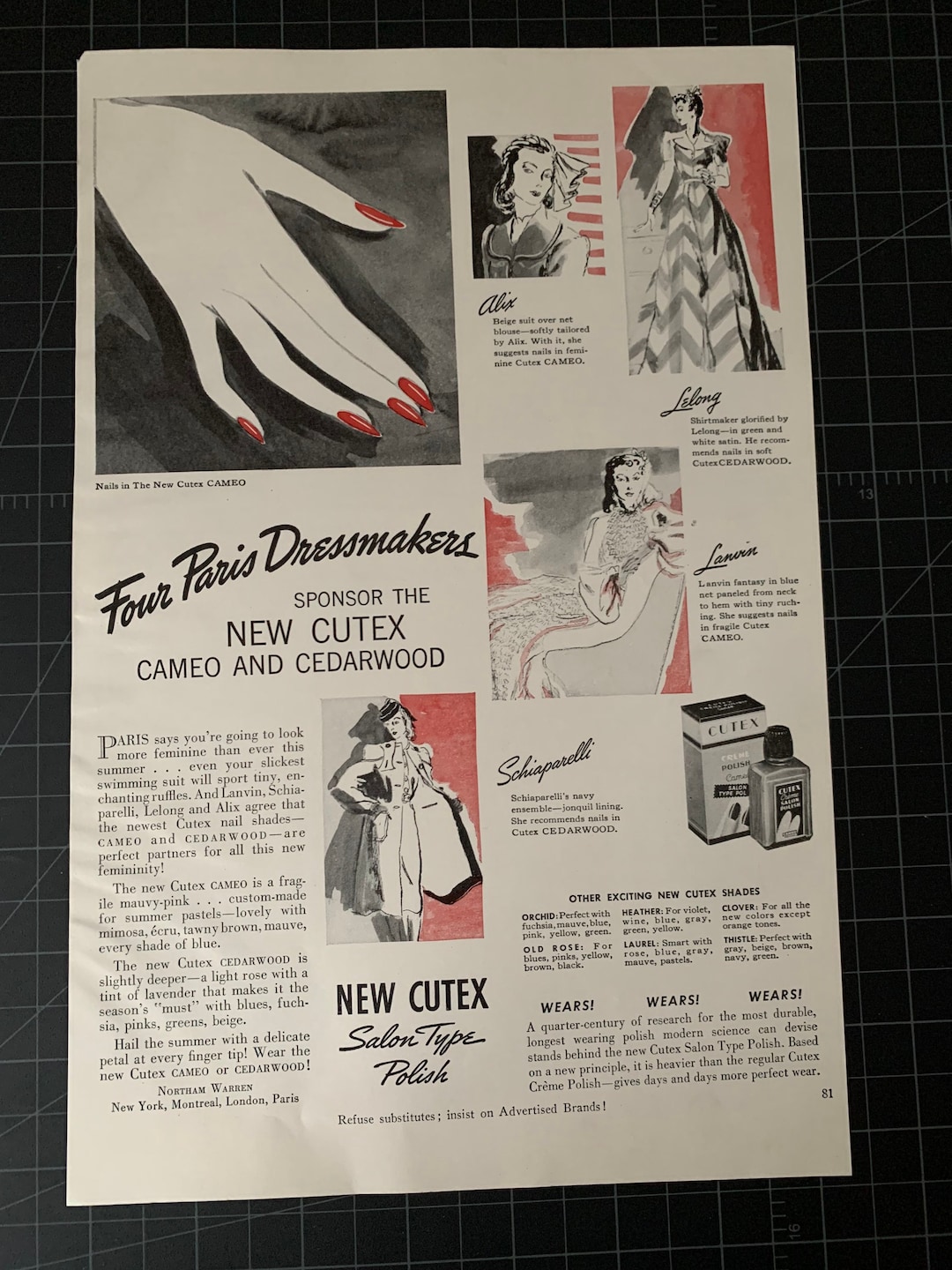 Vintage 1930s Cutex Nail Polish Print Advertisement - Etsy