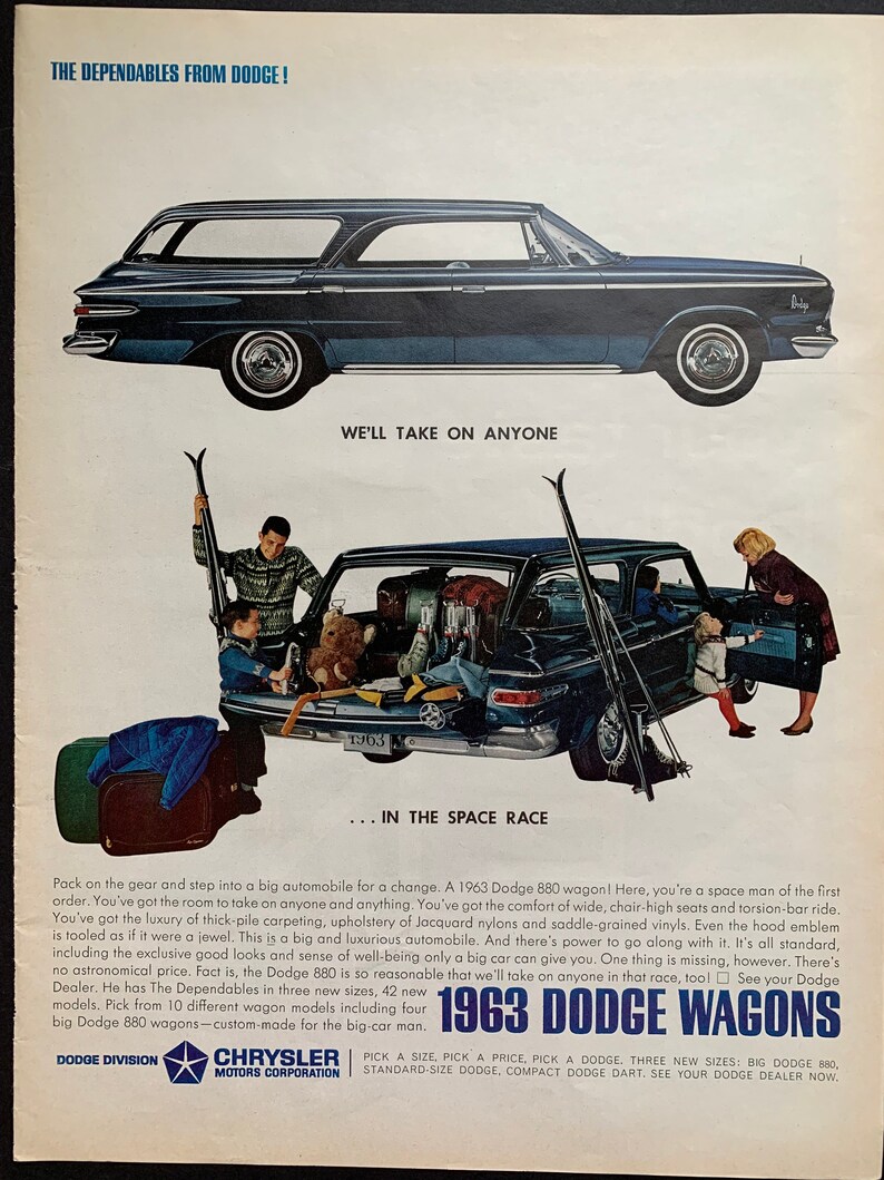 Vintage 1963 Dodge Wagons Automobile Original Print Ad - Etsy