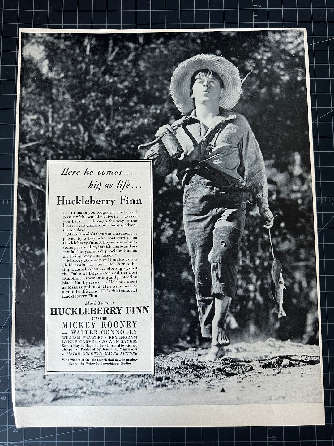 Vintage 1939 “huckleberry Finn” Film Print Ad - Mickey Rooney - Etsy