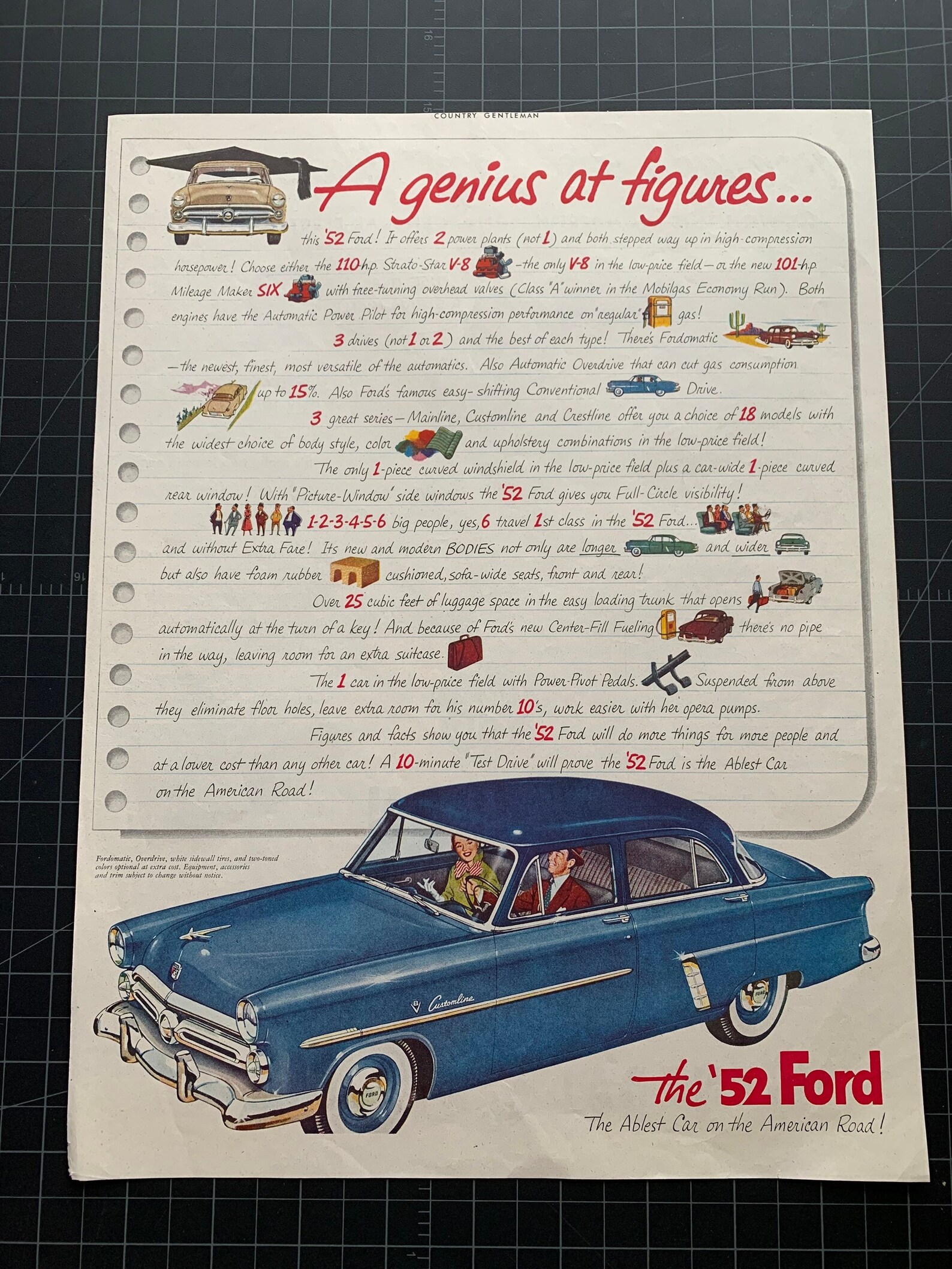 Vintage 1952 Ford Print Ad - Etsy