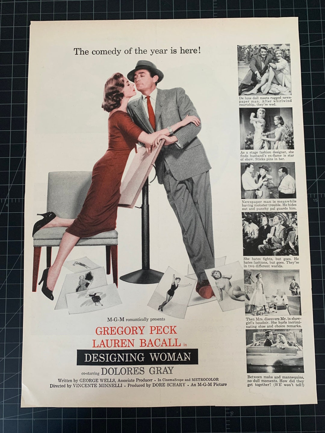 Rare Vintage 1957 “designing Women” Film Print Ad - Gregory Peck ...