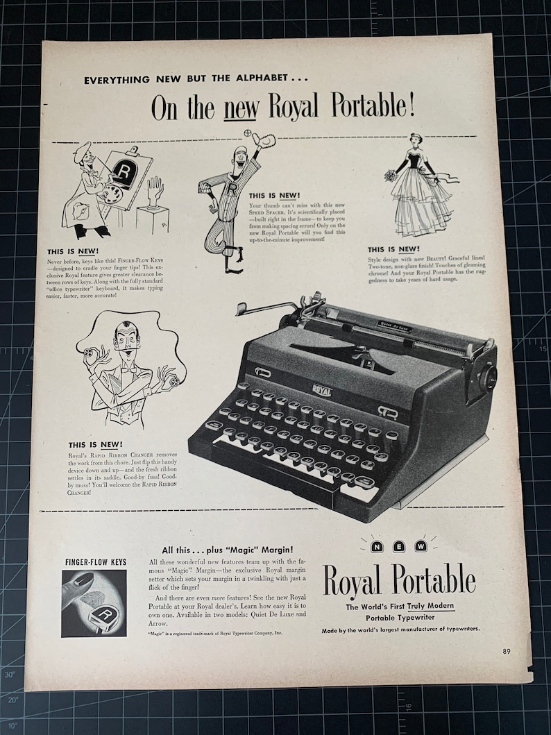 Vintage 1940s Royal Portable Typewriter Print Ad - Etsy