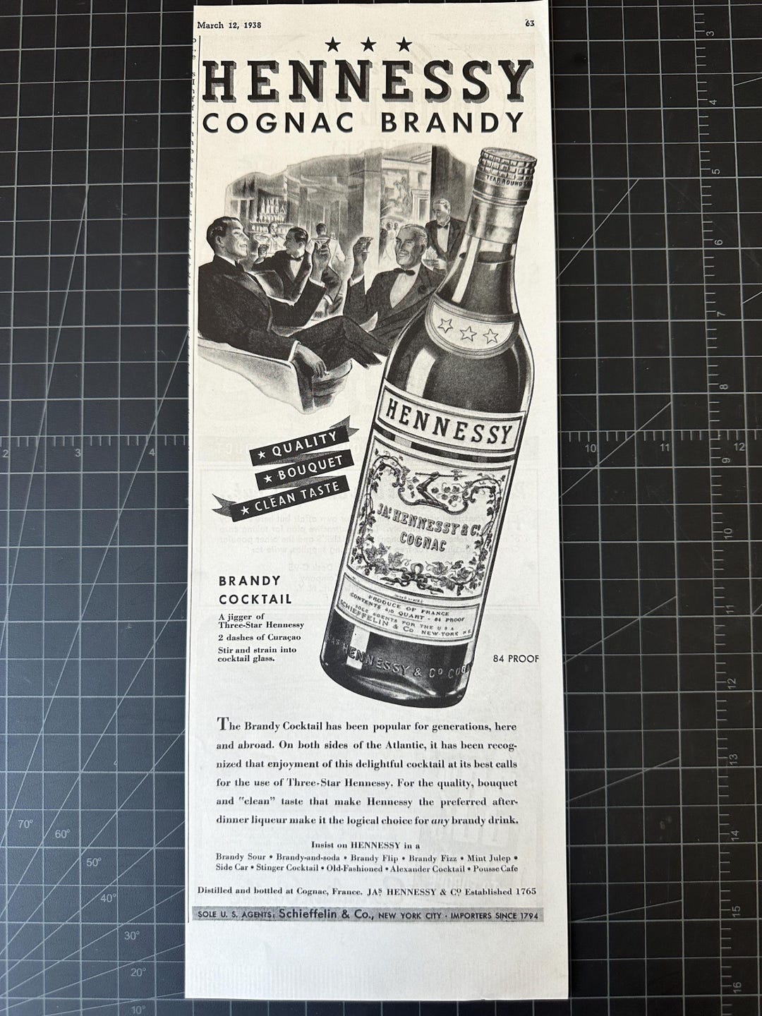 Vintage 1938 Hennessy Cognac Print Ad - Etsy