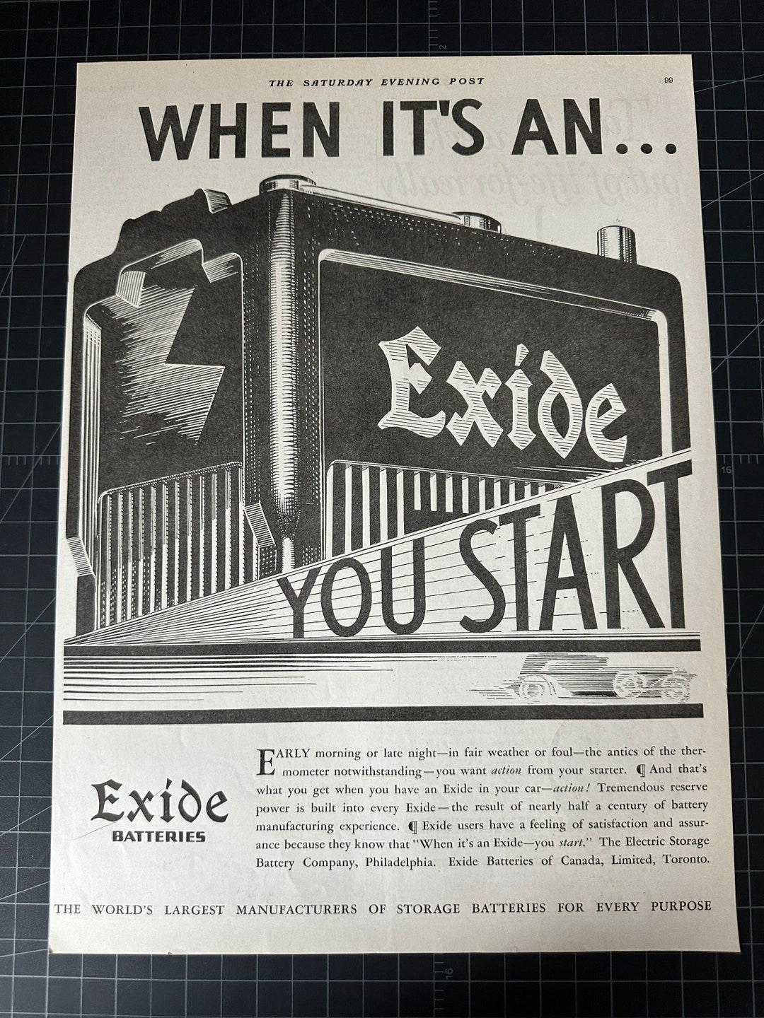Vintage 1931 Exide Batteries Print Ad - Etsy
