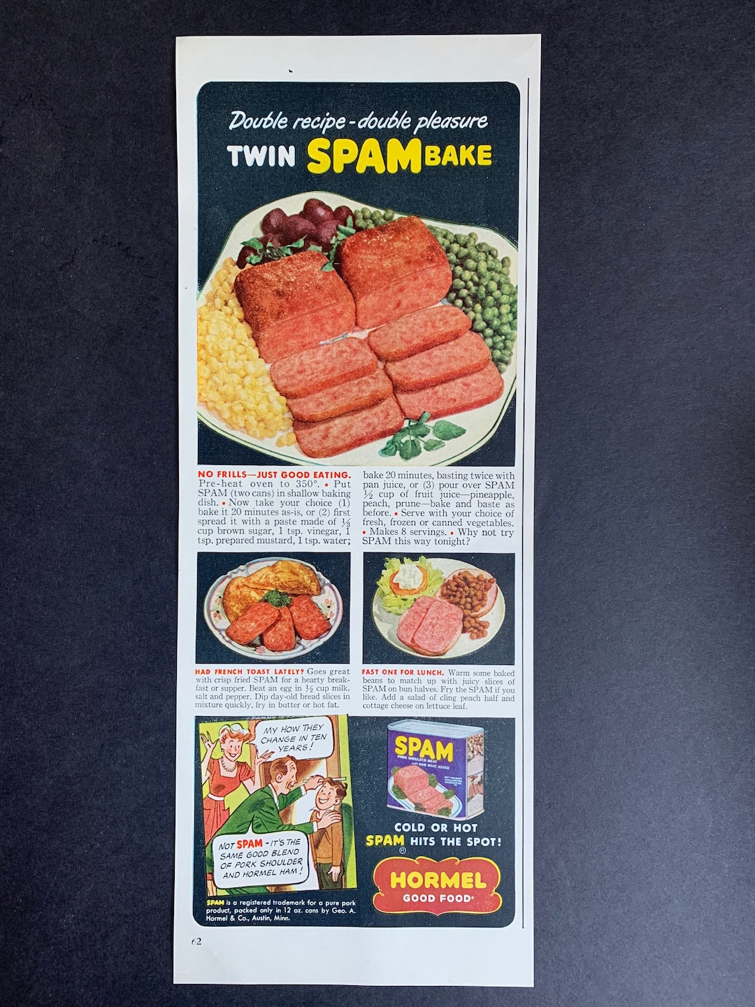 Vintage 1949 Spam Print Advertisement - Etsy