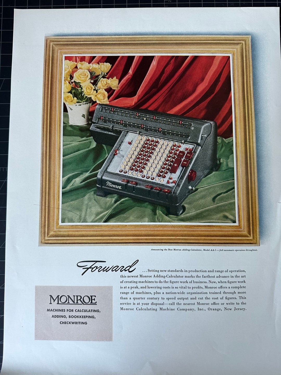 Vintage 1940s Monroe Calculating Machine Print Ad - Etsy