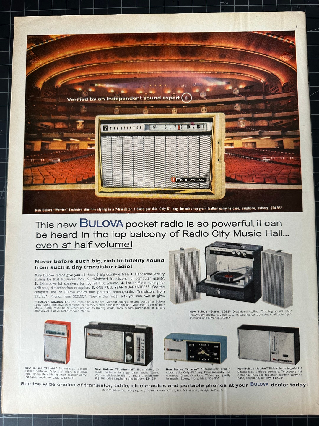 Vintage 1963 Bulova Pocket Radio Print Ad - Etsy