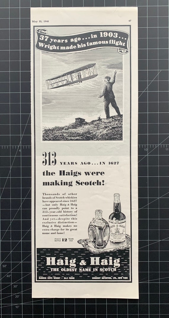 Vintage 1940 Haig & Haig Scotch Whisky Print Ad - Etsy