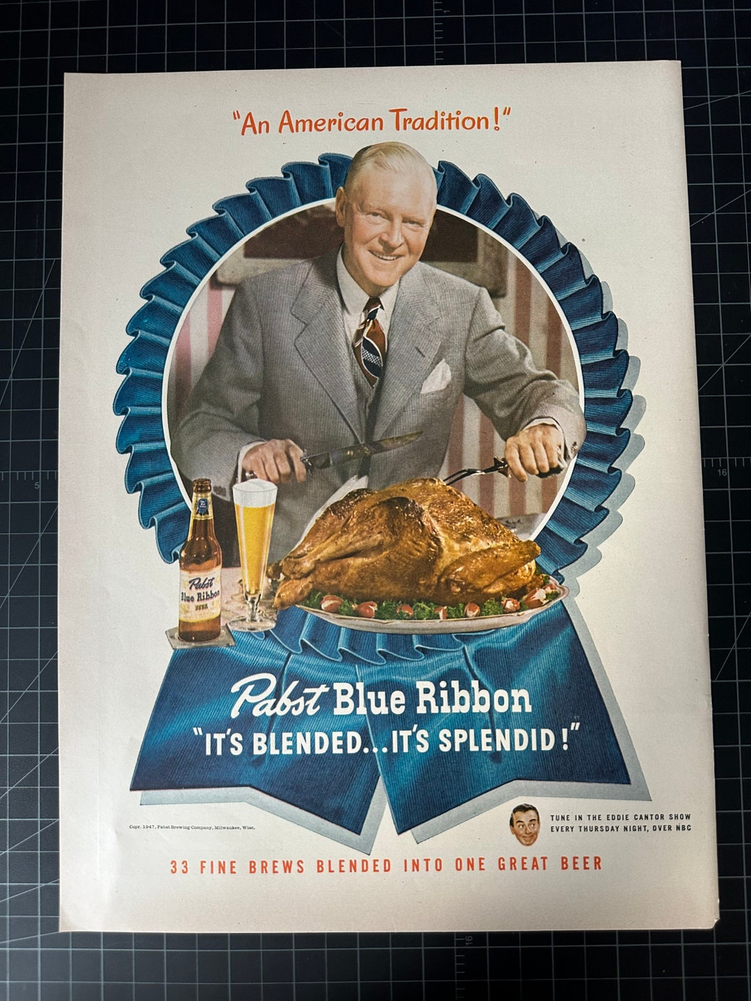Vintage 1947 Pabst Blue Ribbon Beer Print Ad - Etsy