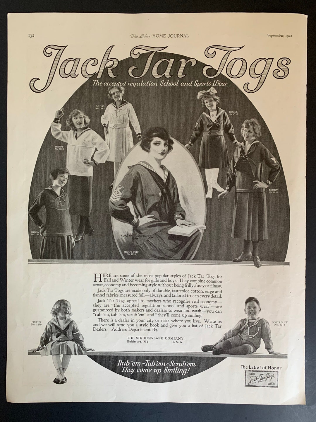 Vintage 1921 Jack Tar Togs School Uniforms Ad - Etsy