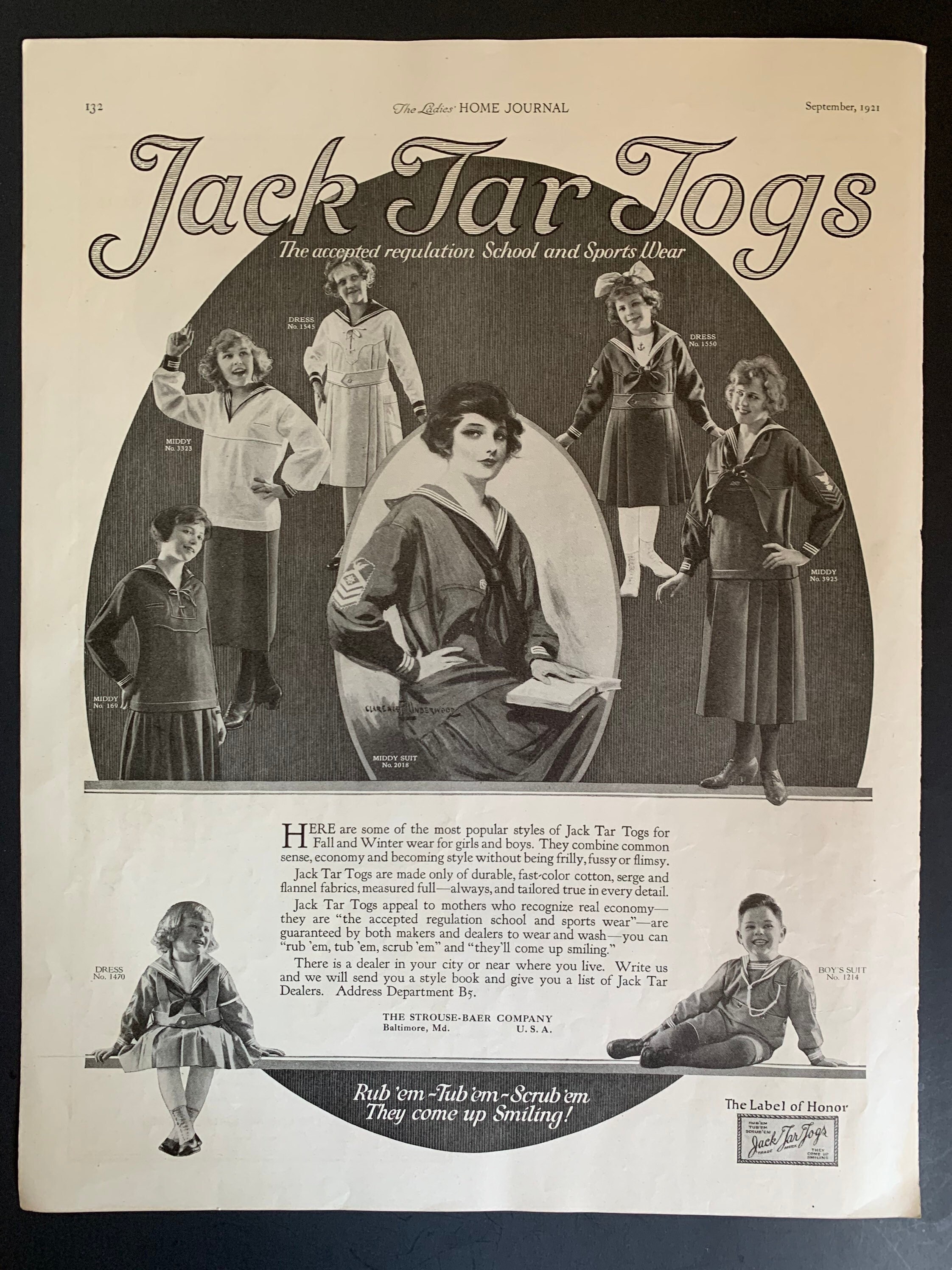 Vintage 1921 Jack Tar Togs School Uniforms Ad - Etsy