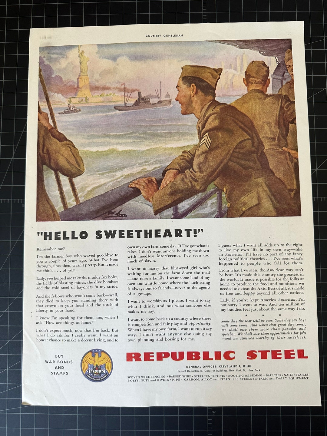 Vintage 1940s Republic Steel WWII Print Advertisement - Etsy