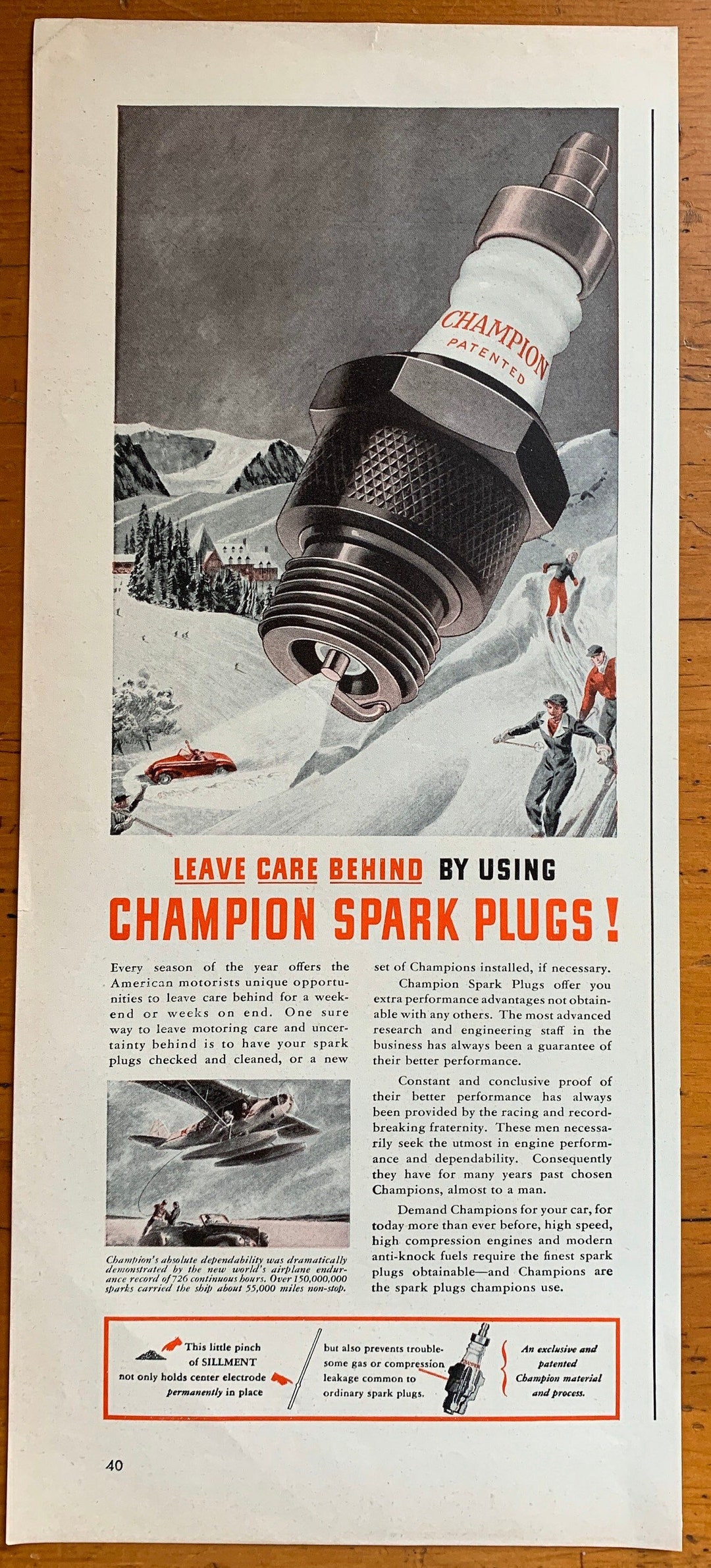 Vintage 1940s Champion Spark Plugs Advintage Retro Gift Decor - Etsy