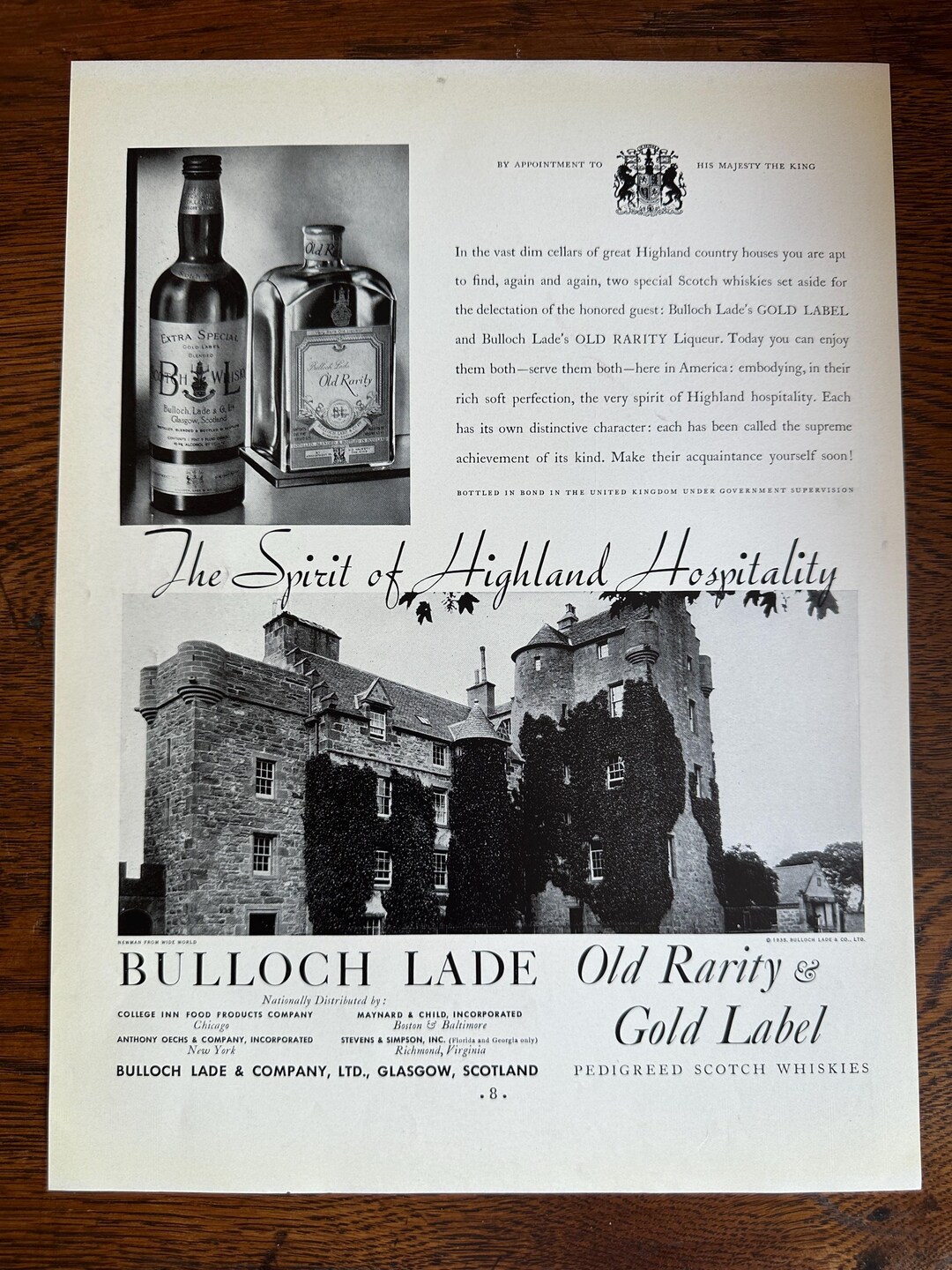 Vintage 1930s Bulloch Lade Whiskey Print Ad - Etsy