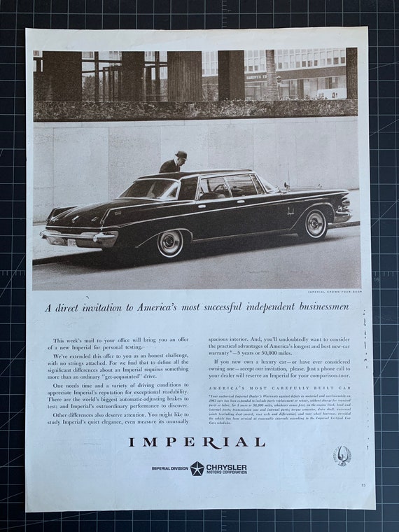 Vintage 1963 Imperial Crown Four-door Automobile Print Ad - Etsy