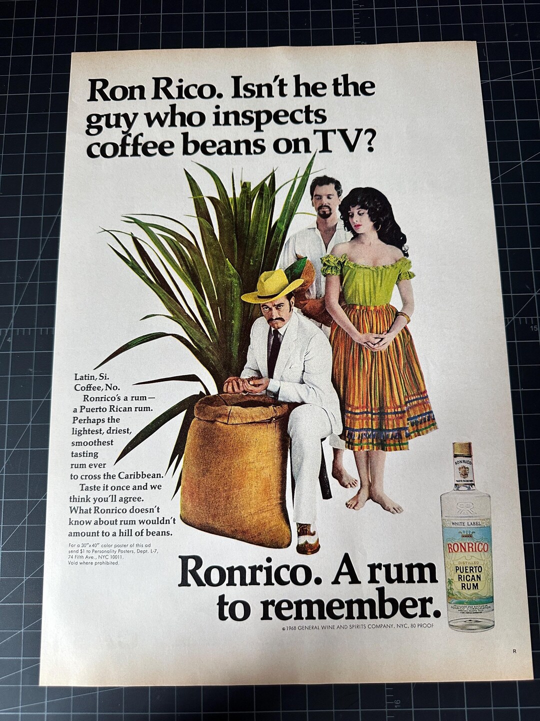 Vintage 1968 Ron Rico Rum Print Ad - Etsy