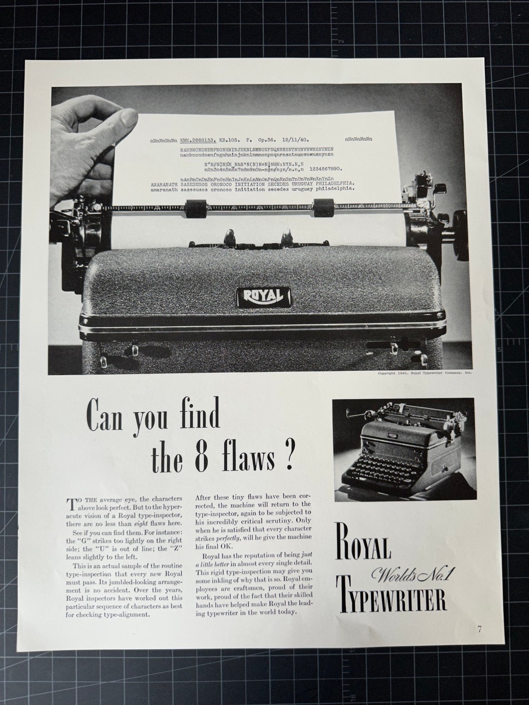 Vintage 1941 Royal Typewriters Print Advertisement - Etsy
