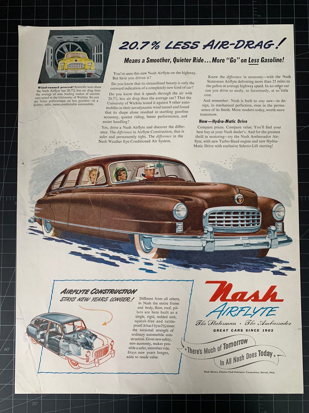 Vintage 1950 Nash Airflyte Car Advertisement – Original 1950s Nash Auto ...