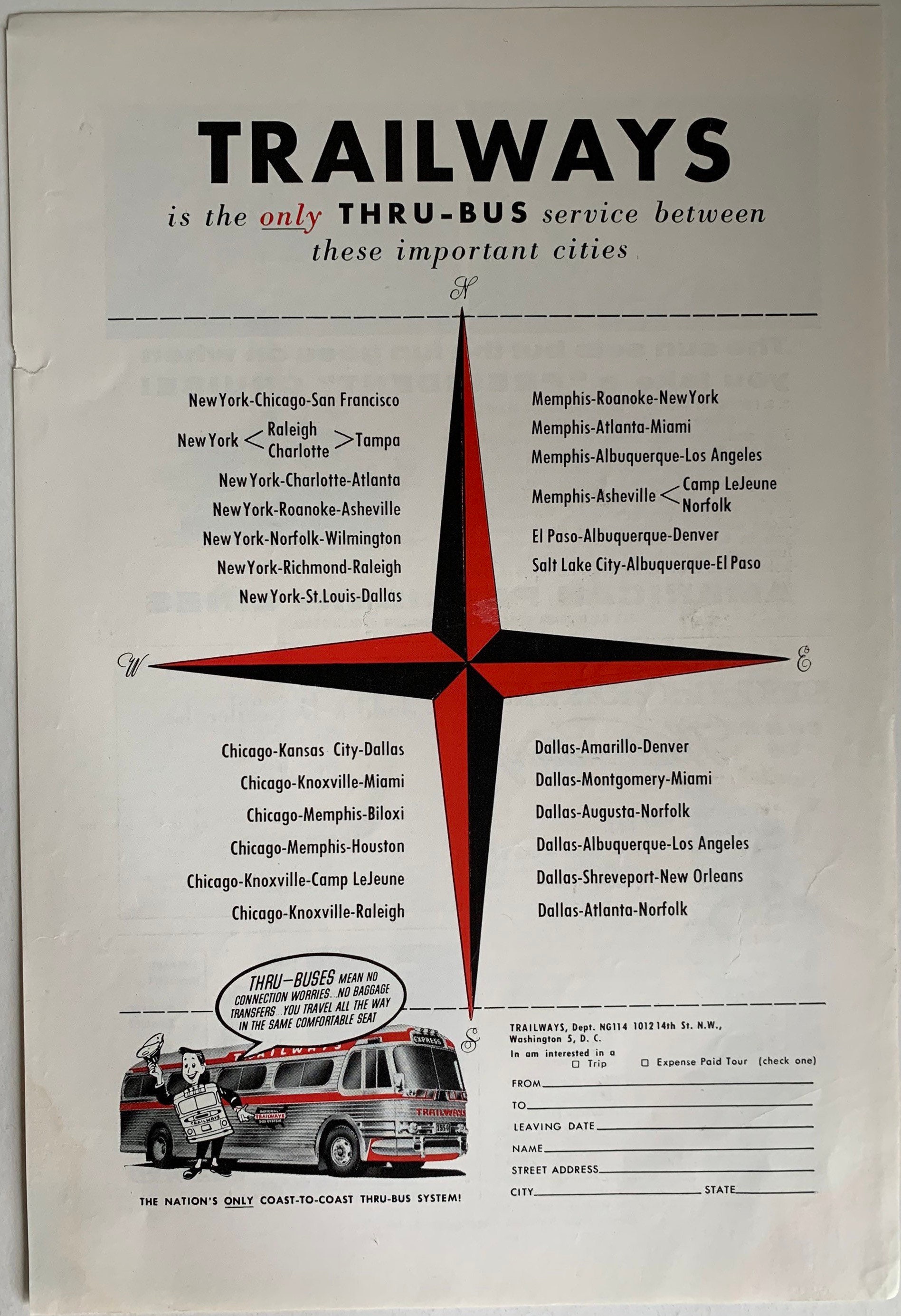 Vintage 1940s Trailways Bus Travel Ad | Etsy