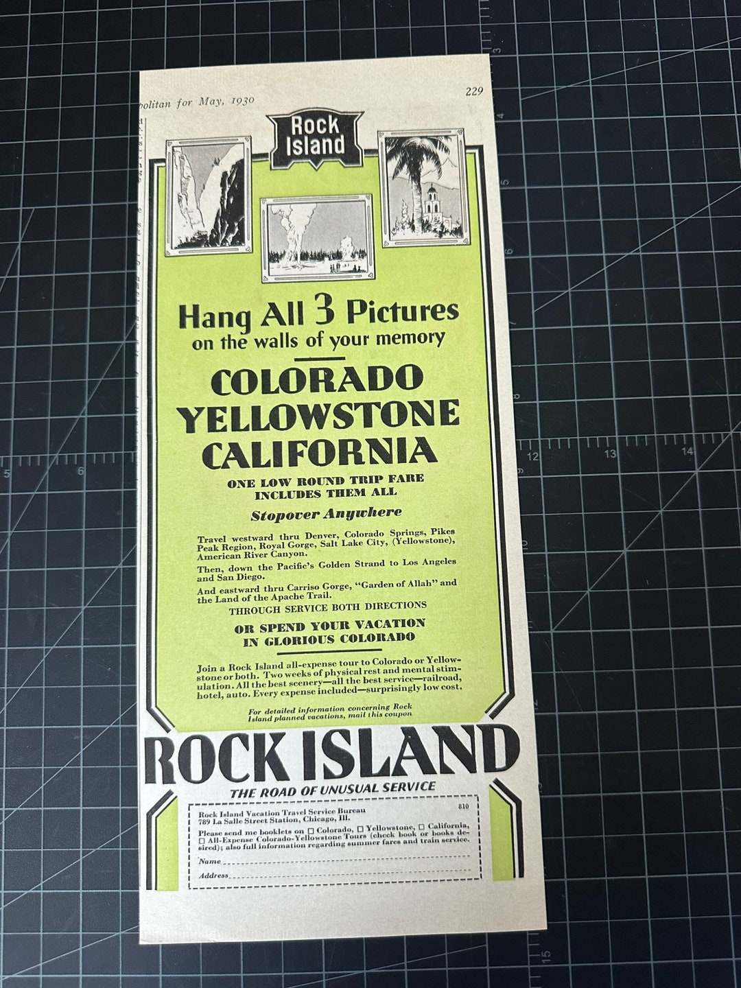 Vintage 1929 Rock Island Vacation Travel Service Print Advertisement ...