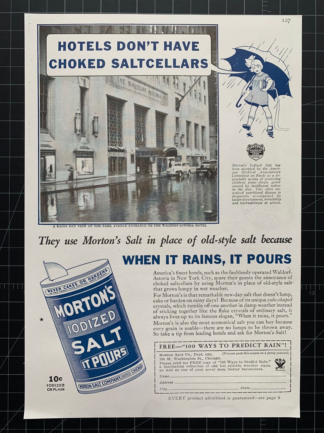 Vintage 1934 Morton Salt Print Advertisement - Etsy UK