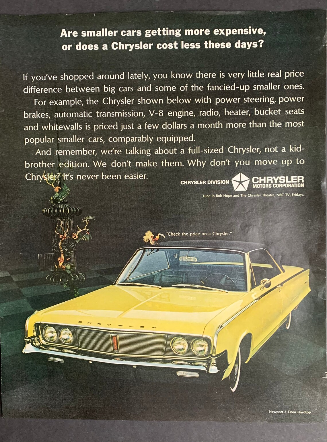 Vintage 1960s Chrysler Newport 2-door Hardtop Original Advertisement ...