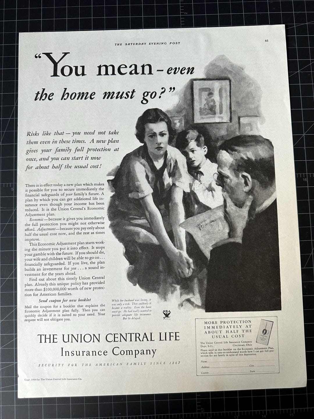 Vintage 1934 the Union Central Life Insurance Conpany Print Ad - Etsy