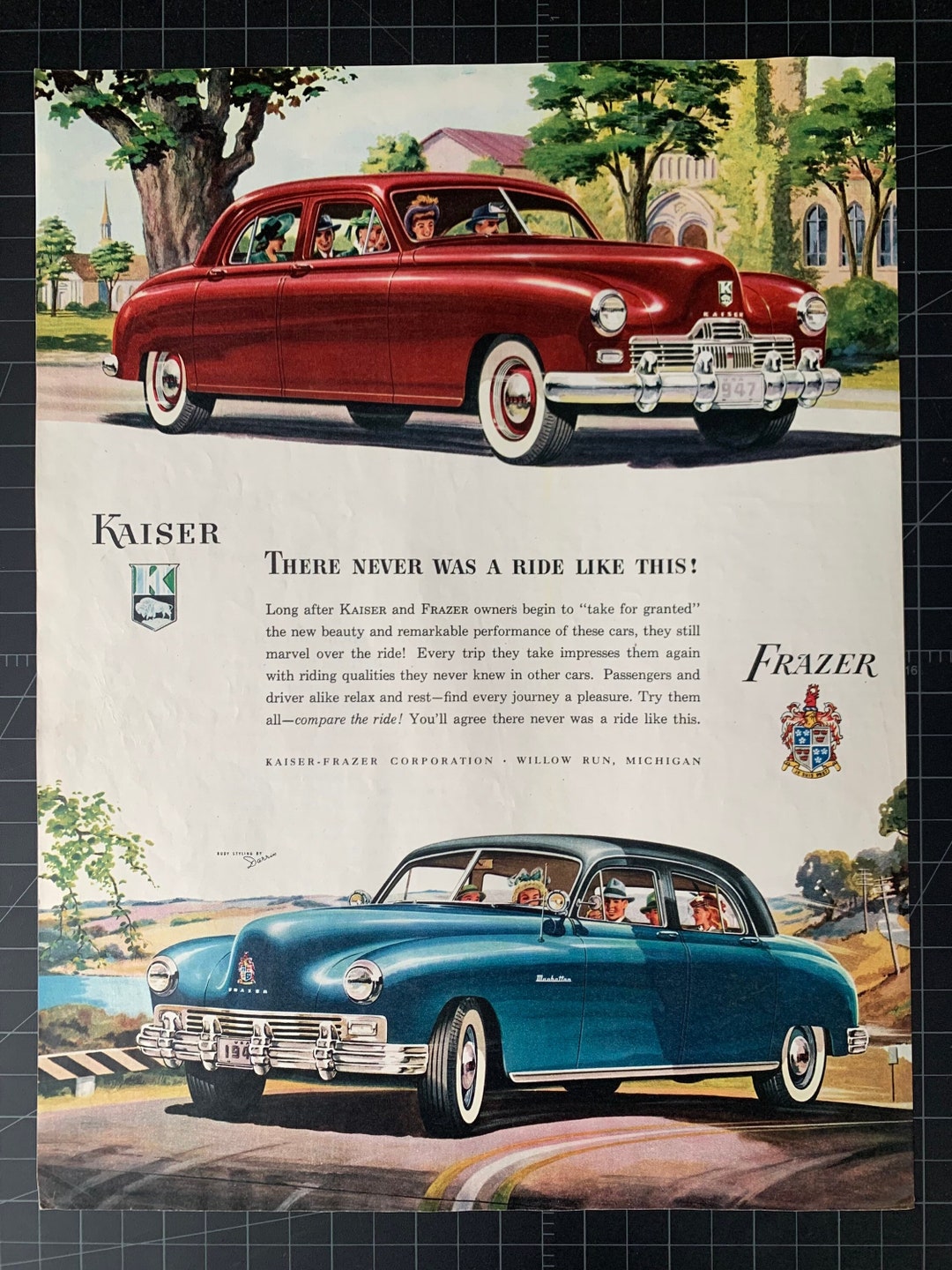 Vintage 1947 Frazer-kaiser Automobile Print Advertisement Retro Gift ...