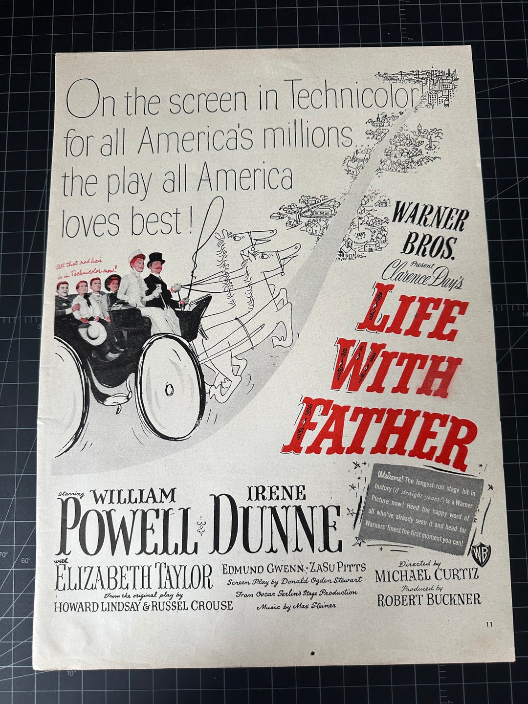 Vintage 1940s life With Father Film Print Ad William - Etsy