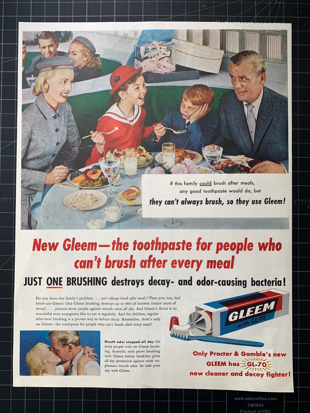 Vintage 1956 Gleem Toothpaste Print Advintage Retro Gift Decor - Etsy