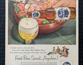 Vintage 1938 Pabst Blue Ribbon Beer Print Ad - Etsy