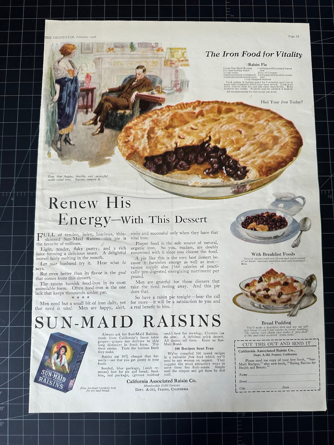 Vintage 1922 Sun-maid Raisins Print Ad - Etsy