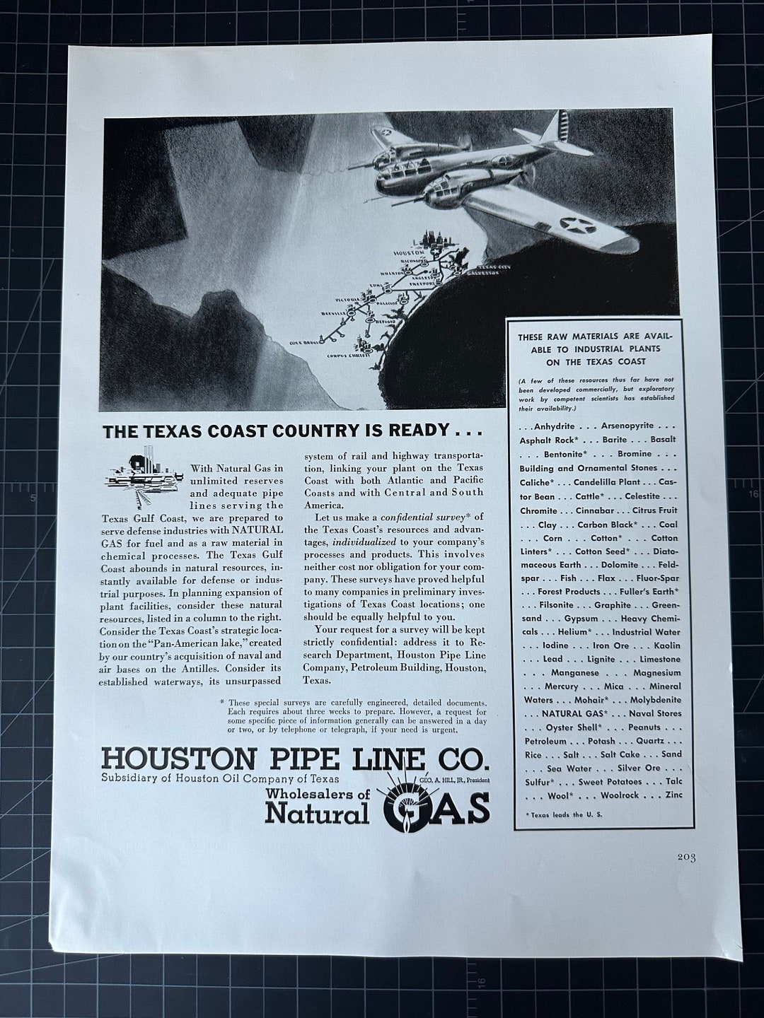 Vintage 1940s Houston Pipeline Print Advertisement - Etsy